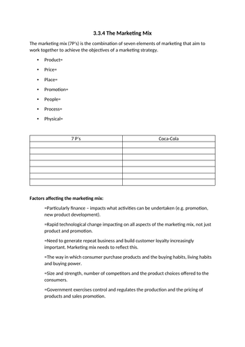 Marketing Mix | Teaching Resources