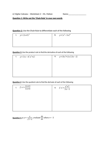 Calculus / Differentiation worksheets | Teaching Resources