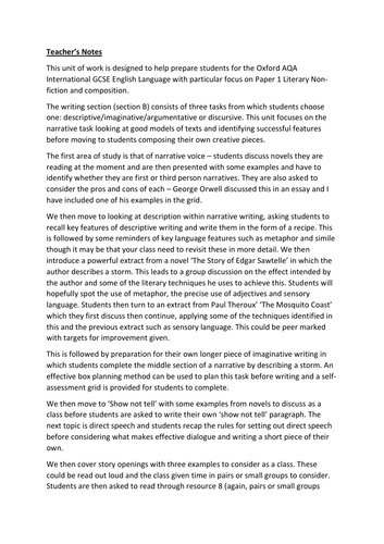 OXFORD AQA International GCSE English Language Paper 1: Narrative ...