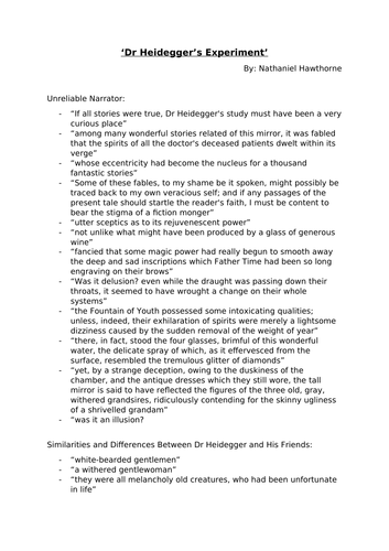 'Dr Heidegger's Experiment' Teacher's Pack | Teaching Resources