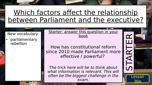 Edexcel A Level UK Politics Lessons 110-111 (Parliament Interacting ...