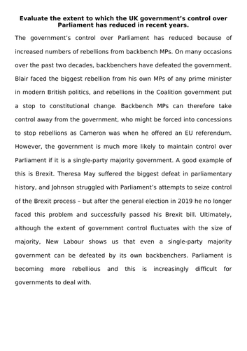 Edexcel A Level UK Politics Lessons 110-111 (Parliament Interacting ...