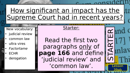 Edexcel A Level UK Politics Lessons 116-118 (Influence of the Supreme ...