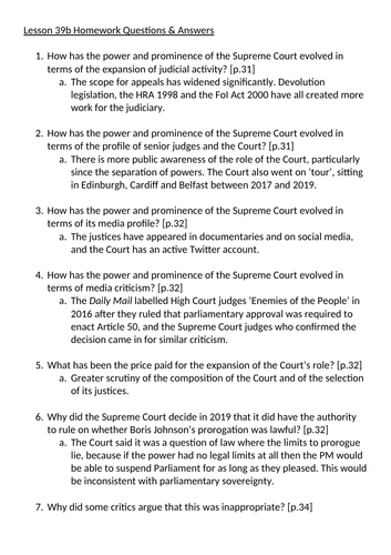 Edexcel A Level UK Politics Lessons 116-118 (Influence of the Supreme ...