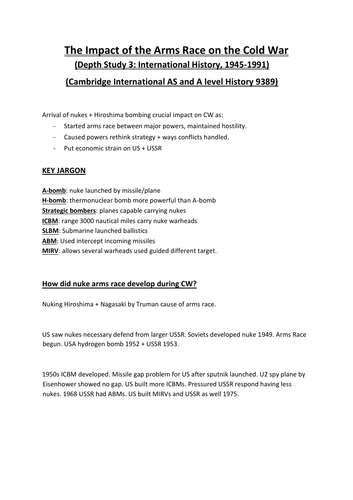 (CIEHistory9389) Impact of the Arms Race on The Cold War | Teaching ...