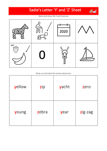 Sadie's Letters 'Y' and 'Z' Sheet | Teaching Resources