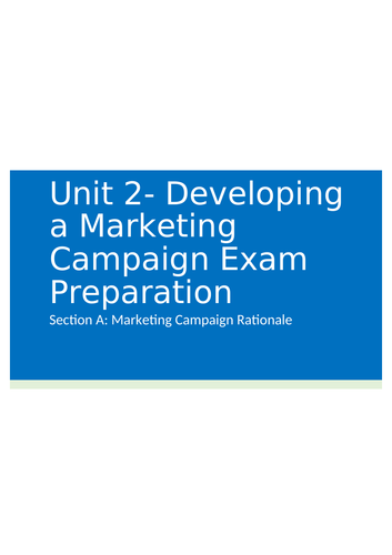 Developing a Marketing Campaign: Section A Marketing Campaign Rationale ...