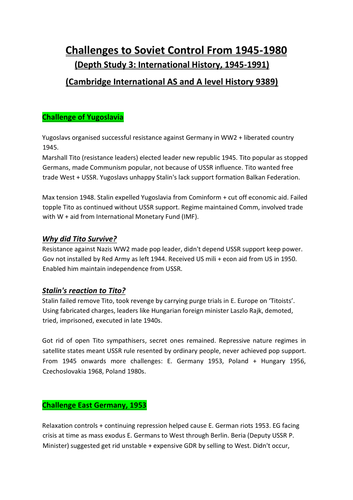 (CIEHistory9389) Challenges to USSR Control 1945-1980 | Teaching Resources