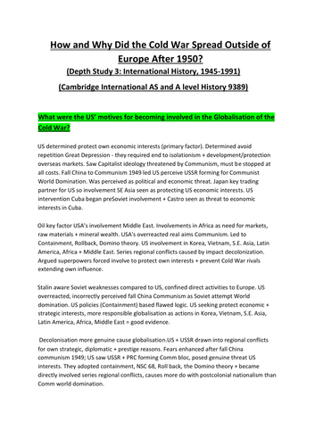 (CIEHistory9389) Cold War Outside of Europe Post-1950 | Teaching Resources