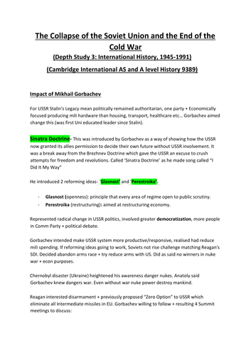 (CIEHistory9389) End of The Cold War and Collapse of The USSR ...