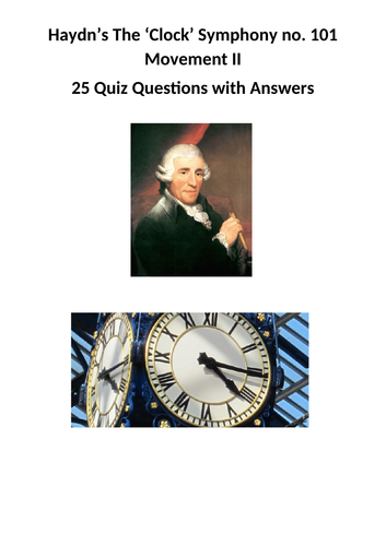 Haydn Clock Symphony Questions | Teaching Resources