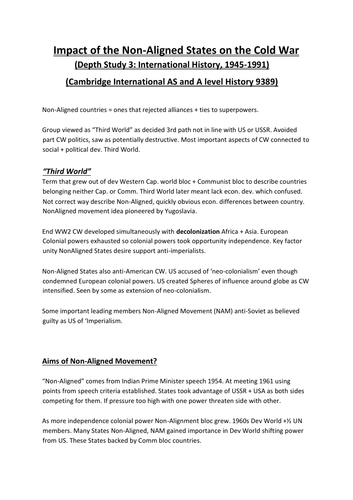 (CIEHistory9389) Non Aligned States and the Cold War | Teaching Resources