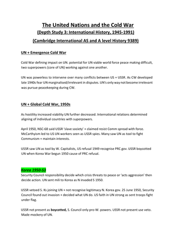(CIEHistory9389) United Nations and The Cold War | Teaching Resources