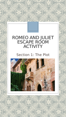 Romeo and Juliet Escape Room Activity | Teaching Resources