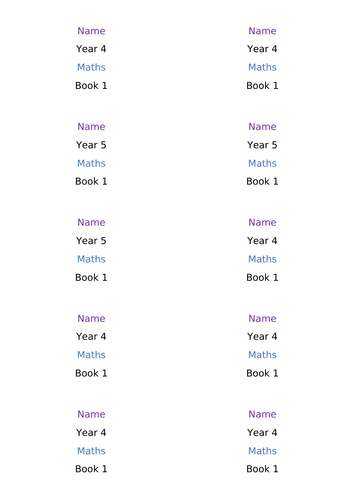 Exercise Book Labels Avery L7173 Editable | Teaching Resources