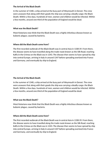 The Black Death and Peasants Revolt | Teaching Resources