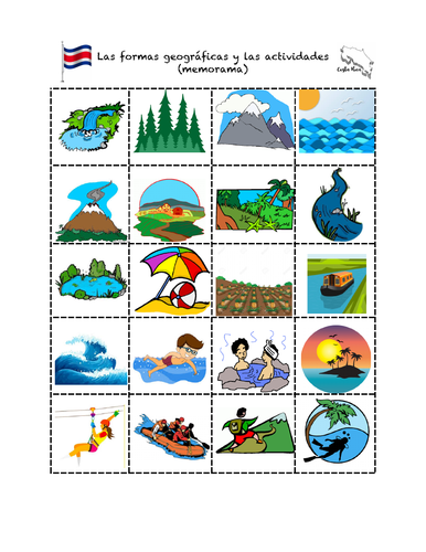 Las formas geográficas y las actividades (Costa Rica) Memorama ...
