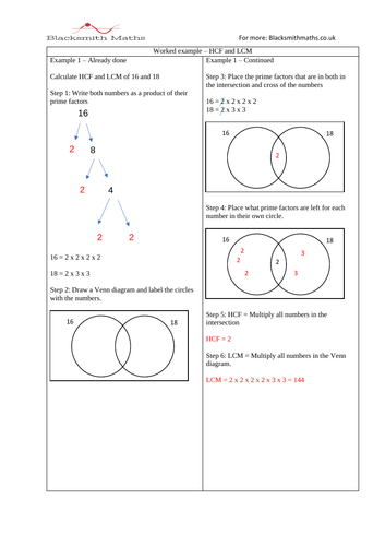 HCF and LCM (Highest common factor and Lowest common multiple ...
