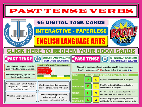 PAST TENSE VERBS: 66 BOOM CARDS | Teaching Resources