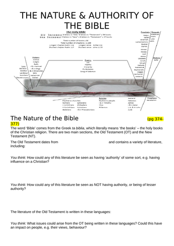 Sources of Wisdom and Authority: The Bible (AQA Christianity A Level ...