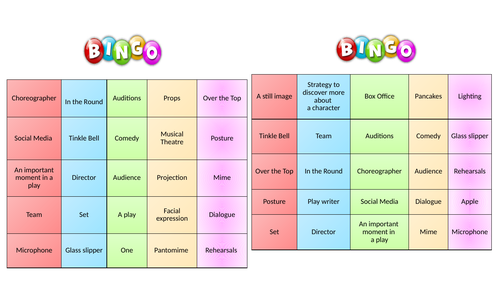 Drama Bingo | Teaching Resources