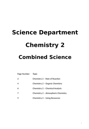 GCSE Chemistry 2 Concise Knowledge Organiser - Combined Science ...