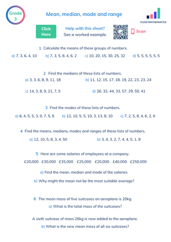 Mean, median, mode and range | Teaching Resources