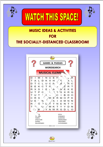 Watch This Space! WORDSEARCH- MUSICAL ELEMENTS | Teaching Resources