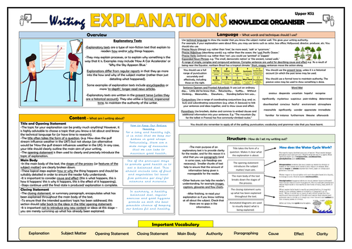 Writing Explanations - Upper KS2 Knowledge Organiser! | Teaching Resources