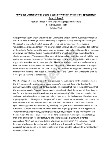 (English9ELO) Analysis of Old Major's Speech from Animal Farm ...