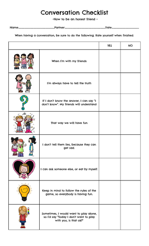 Special Ed - Conversation Checklist | Teaching Resources