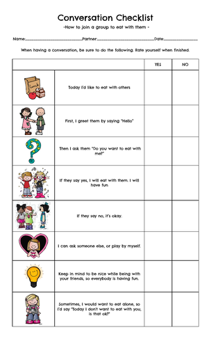 Special Ed - Conversation Checklist | Teaching Resources