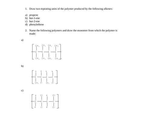 AS Chemistry: Addition Polymerisation | Teaching Resources