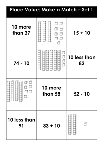 Make a Match 2-digit Number Place Value Game | Teaching Resources