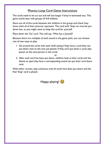 Phonics Loop Card Game - hblfj | Teaching Resources