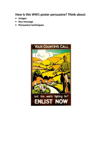 9 x KS3 World War 1 WW1 Poetry Lessons - Context, Propaganda Posters ...