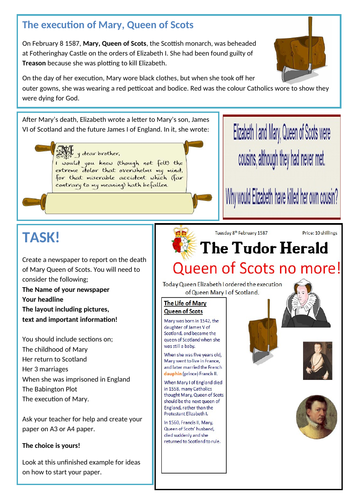Mary Queen of Scots KS3 Worksheet | Teaching Resources