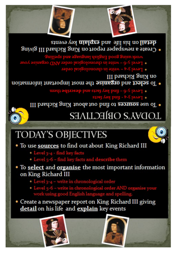 King Richard III Mystery lesson KS3 - Fact finding lesson - complete ...