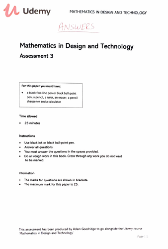 Mathematics in Design and Technology Assessments | Teaching Resources