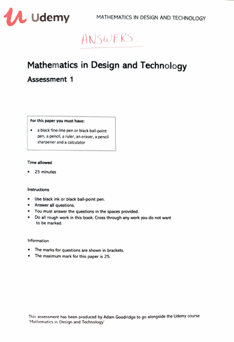 Mathematics in Design and Technology Assessments | Teaching Resources