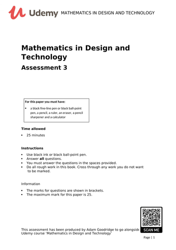 Mathematics in Design and Technology Assessments | Teaching Resources