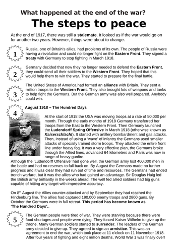 WW1 End of the War Worksheet First World War | Teaching Resources