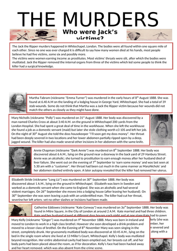 Jack the Ripper Resource Bundle - 4 lessons on Jack & Tasks Victorian ...