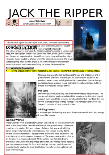 Jack the Ripper Resource Bundle - 4 lessons on Jack & Tasks Victorian ...
