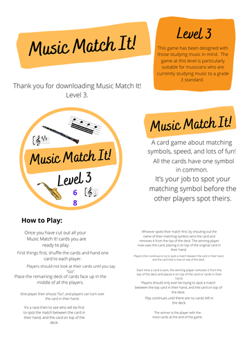Music Match It Grade 3 Music Theory Dobble style Card Game | Teaching ...