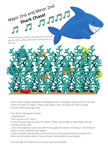 Major Second Minor Second Shark Chase Music Theory Game Grade 1 ...