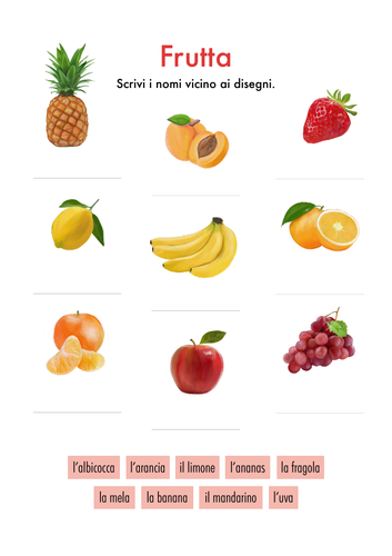 La Frutta Italian Worksheet | Teaching Resources