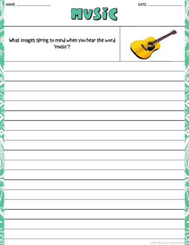 Daily Writing Prompts | Music | Middle and High School | Teaching Resources