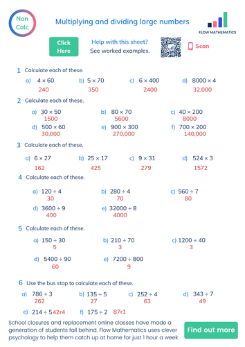 Multiplying and dividing large numbers | Teaching Resources