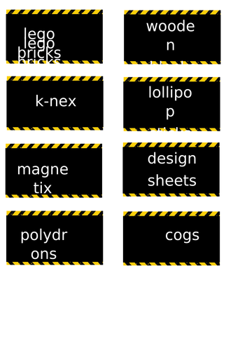 Construction area resources- design sheet, labels and work in progress ...